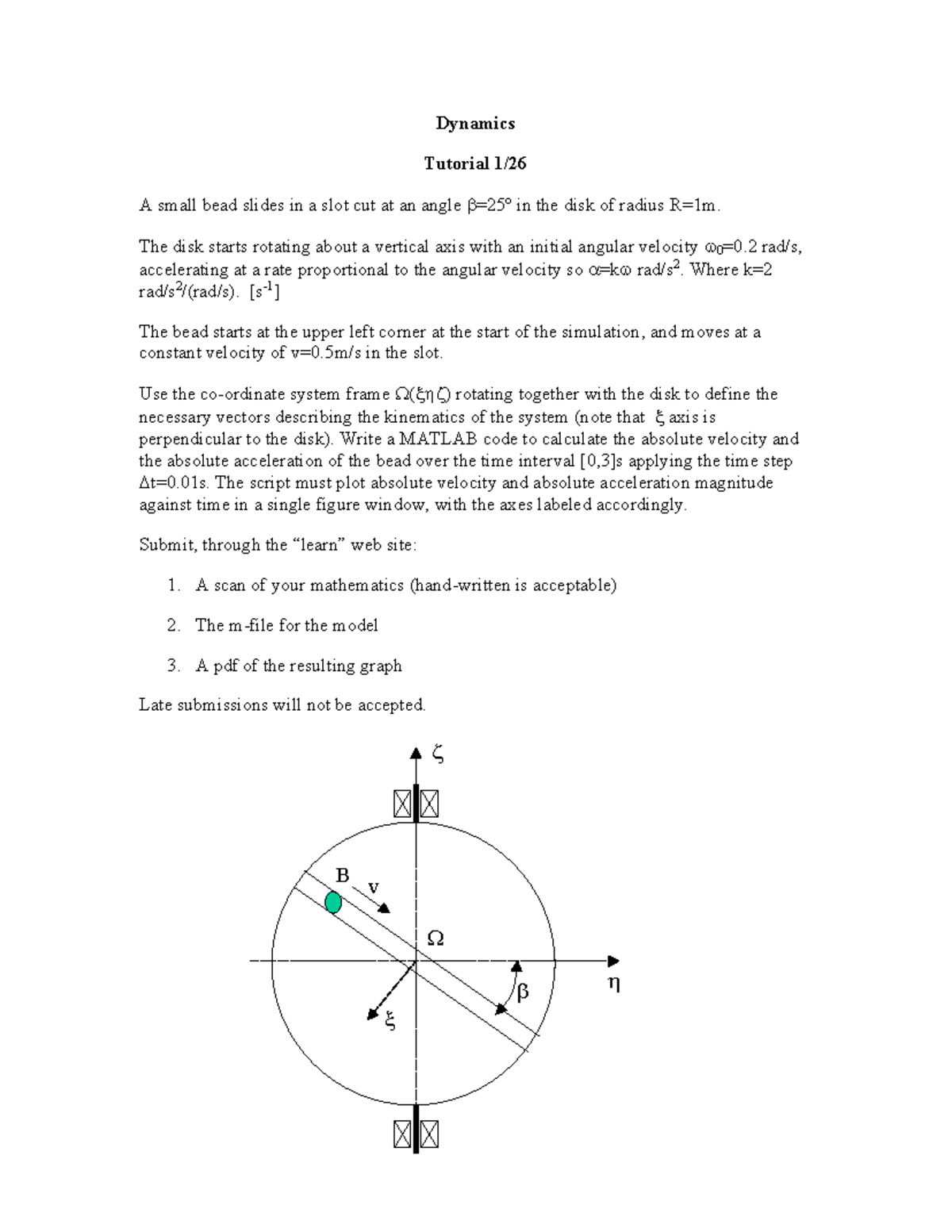 Dynamics Tutorial 1: Bead Motion in Rotating Disk Simulation - Studocu