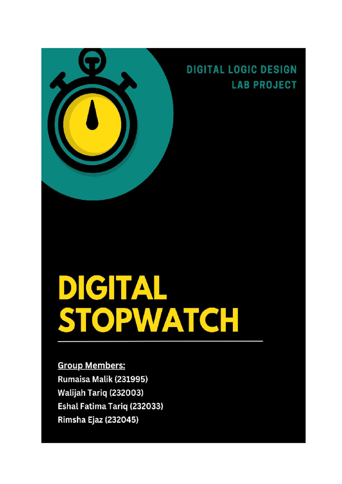 Digital Stopwatch Project Report - DLD Final Design and Implementation ...
