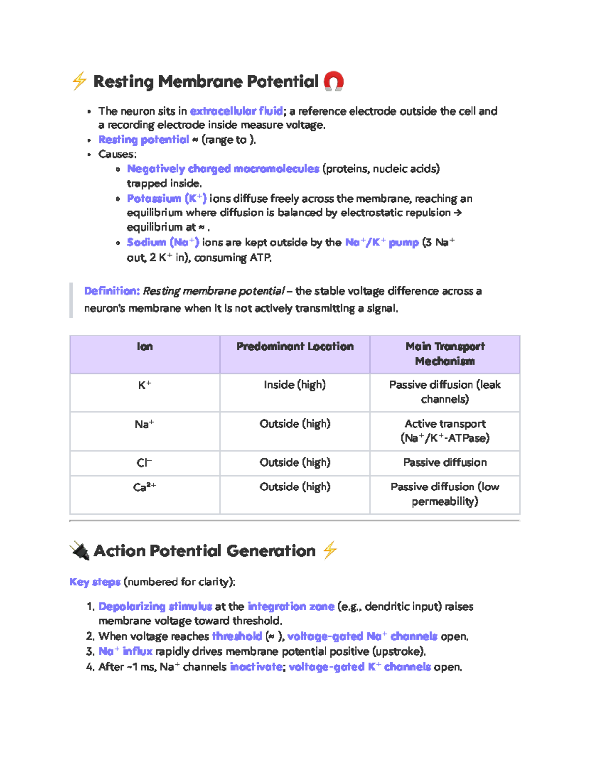 Lecture 3.2: Understanding Resting Membrane Potential and Action Potentials - Studocu