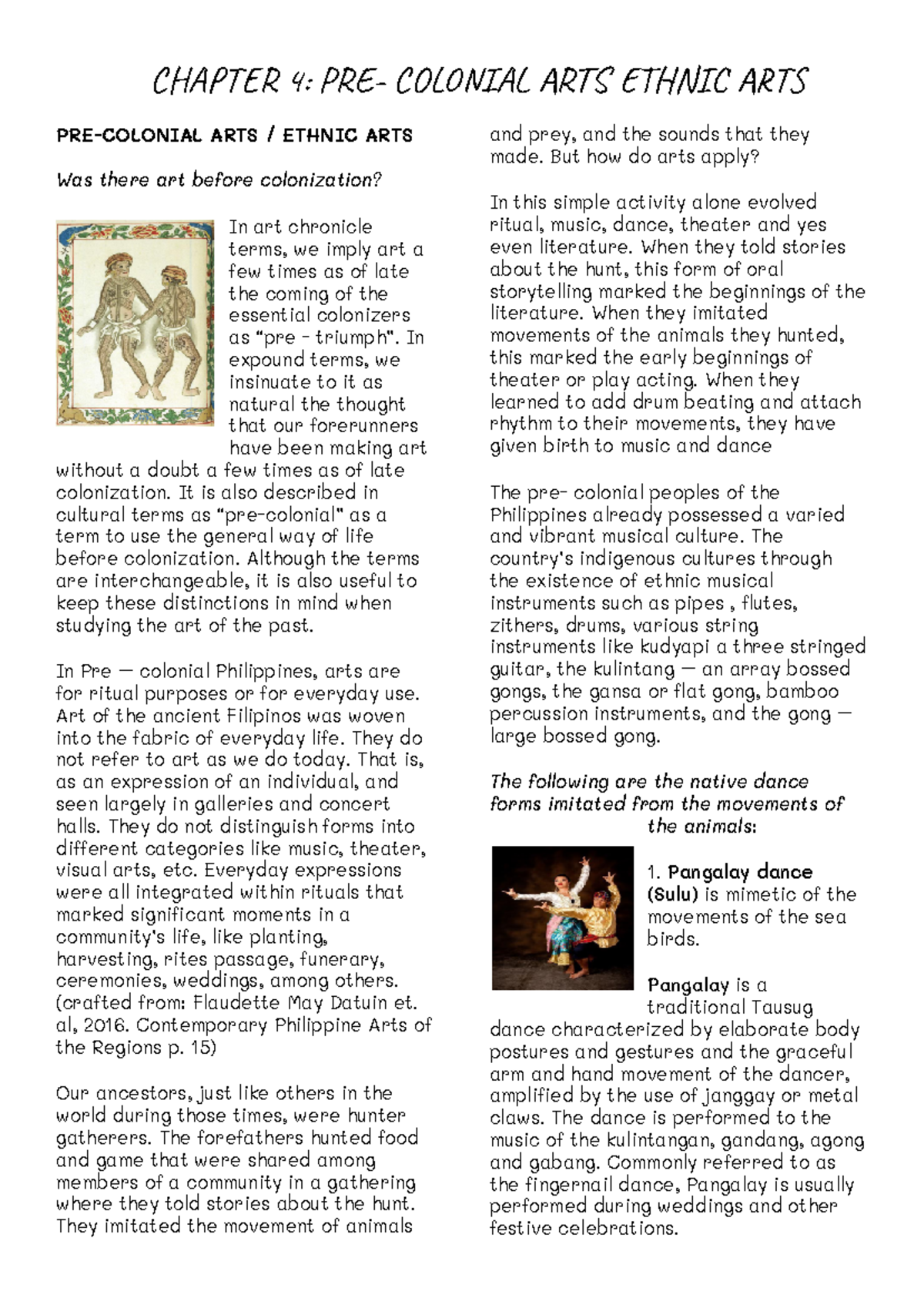 Chapter 4 PRE- Colonial ARTS Ethnic ARTS - C A T 4: P E- CO AL S NI T ...