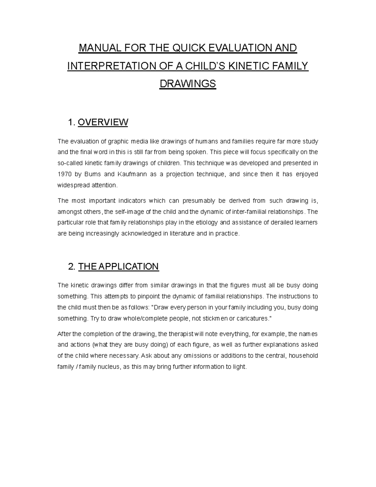 JLD400 Manual for Evaluating & Interpreting Kinetic Family Drawings ...