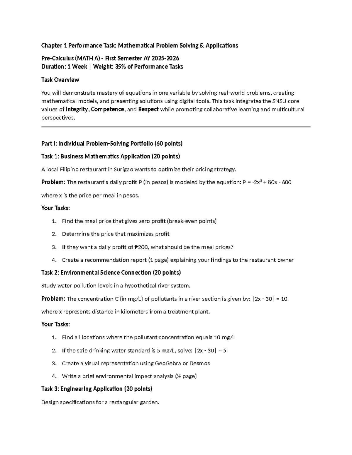 Mathematical Problem Solving & Applications - Pre-Cal (MATH A) Task ...