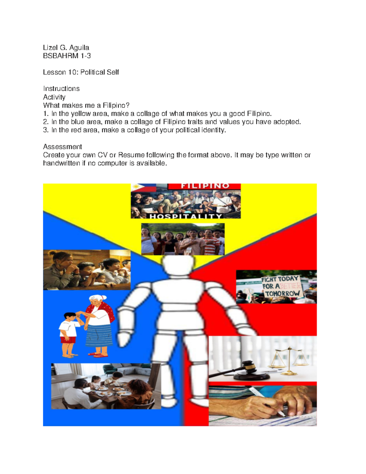 Lesson 10 political self - Lizel G. Aguila BSBAHRM 1- Lesson 10 ...