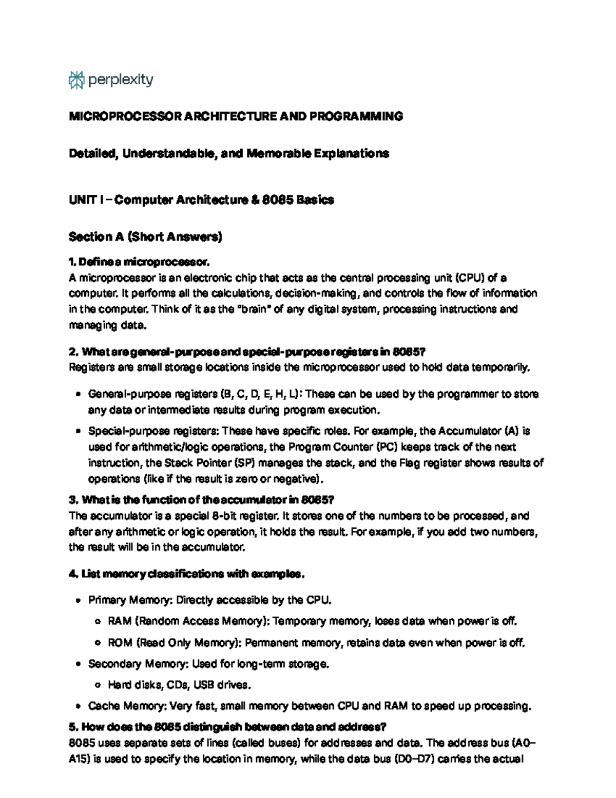 MICROPROCESSOR ARCHITECTURE & PROGRAMMING: 8085 Basics & Instructions ...