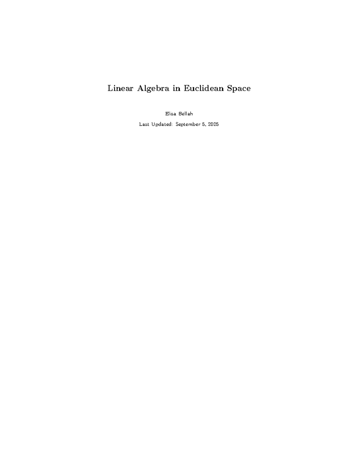 Lecture Notes on Linear Algebra in Euclidean Space (MAT224) - Studocu