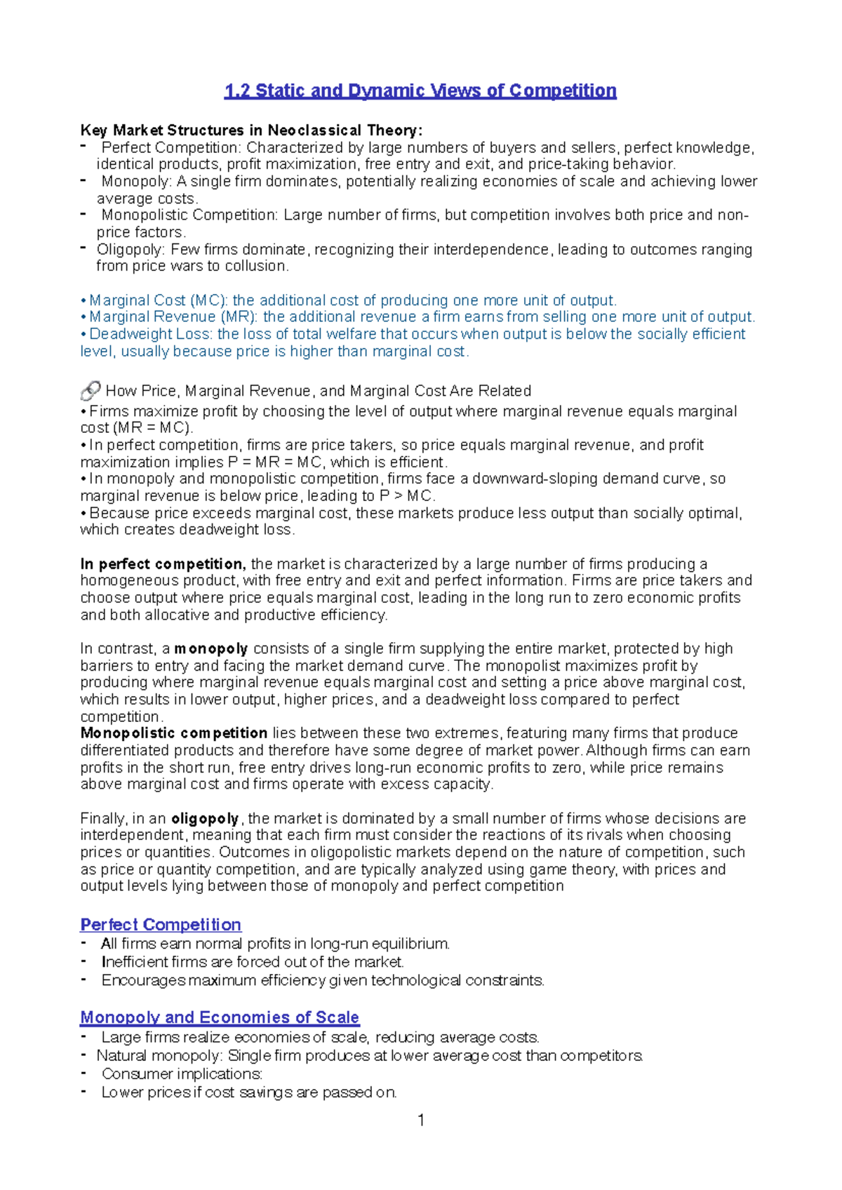 Industrial Organization: Static and Dynamic Views of Competition - Studocu