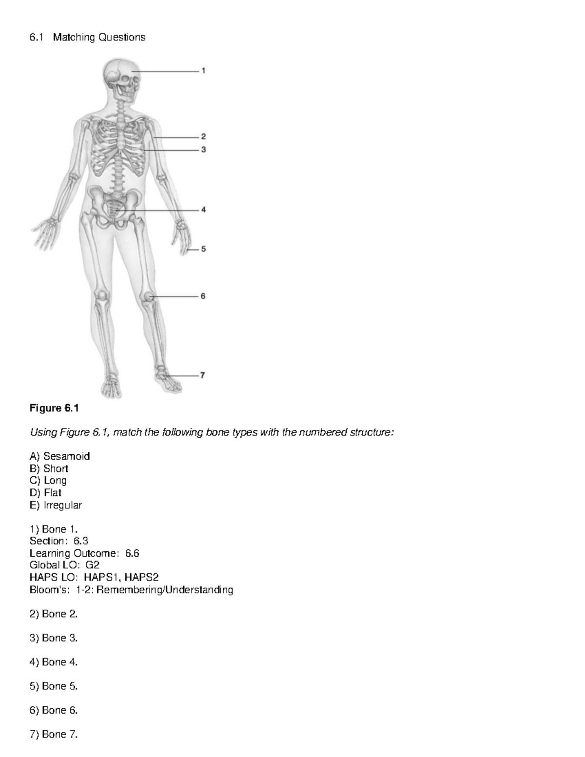 Anatomy & Physiology Quiz Notes - Human Skeletal System Details - 6 ...