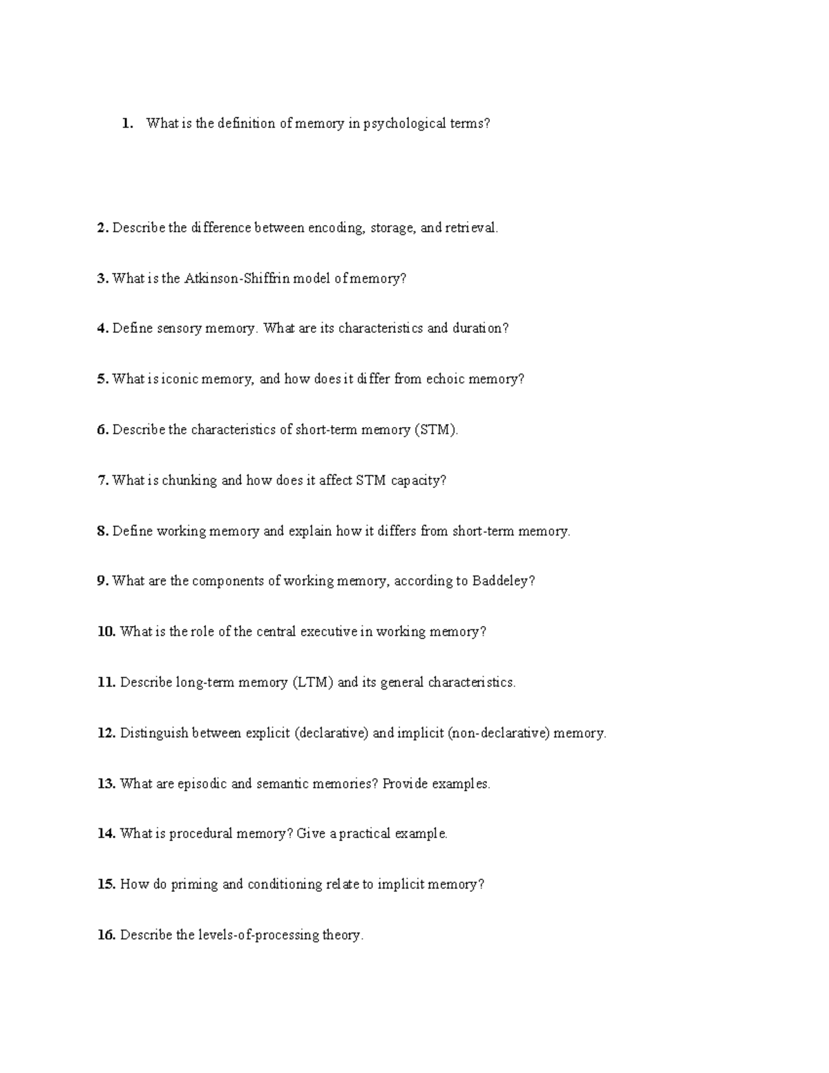 Memory Concepts and Theories - Study Guide for Psychology 101 - What is ...