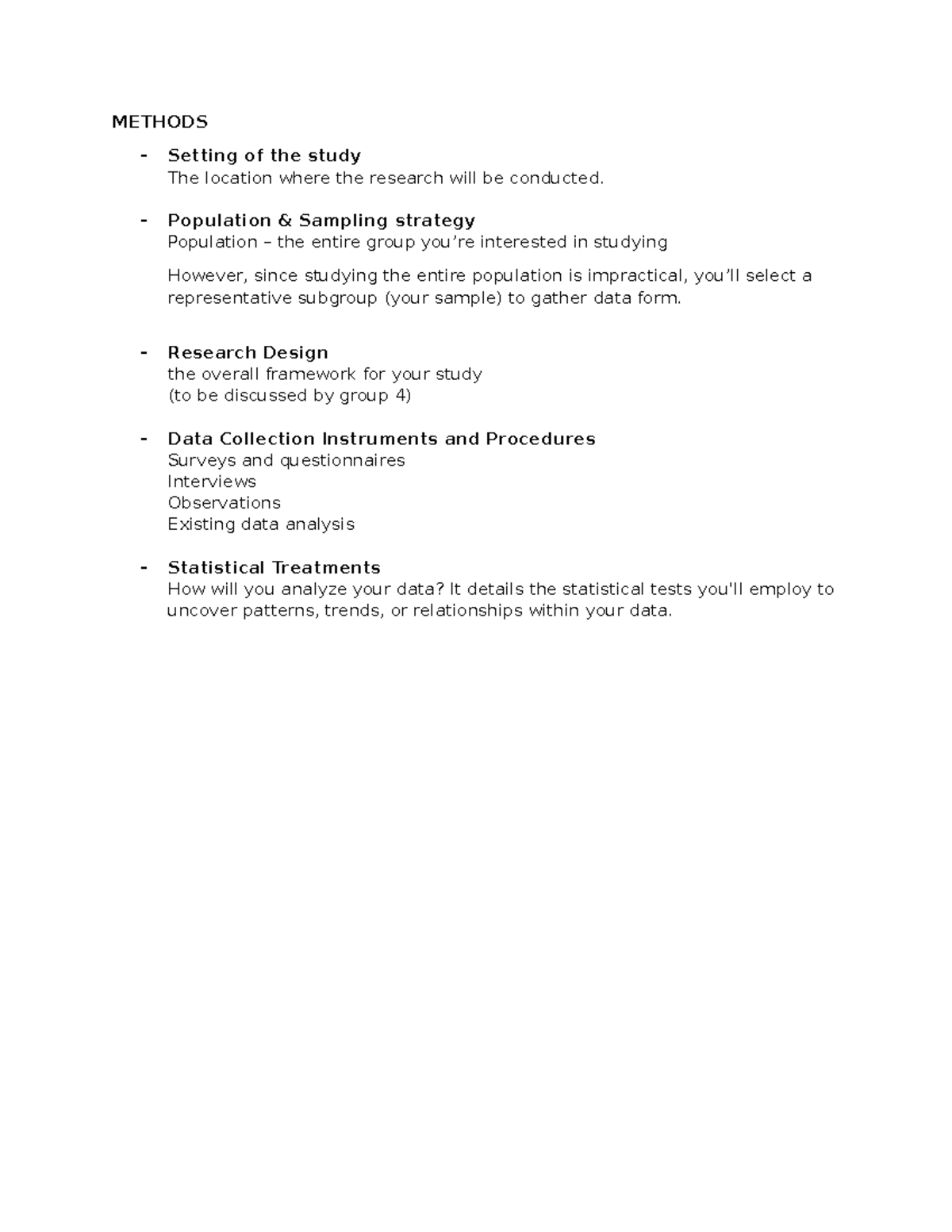 Research Methods report - METHODS Setting of the study The location ...