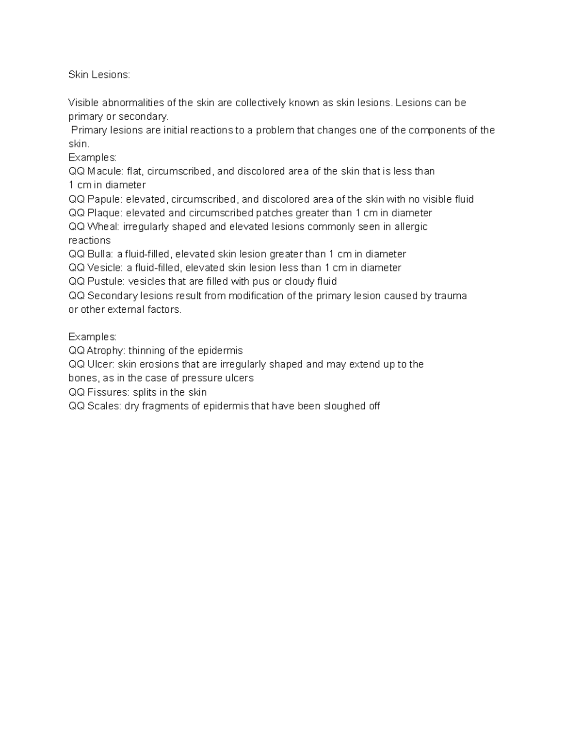 Skin Lesions - Lecture Notes for Medical Instructors and Students - Studocu