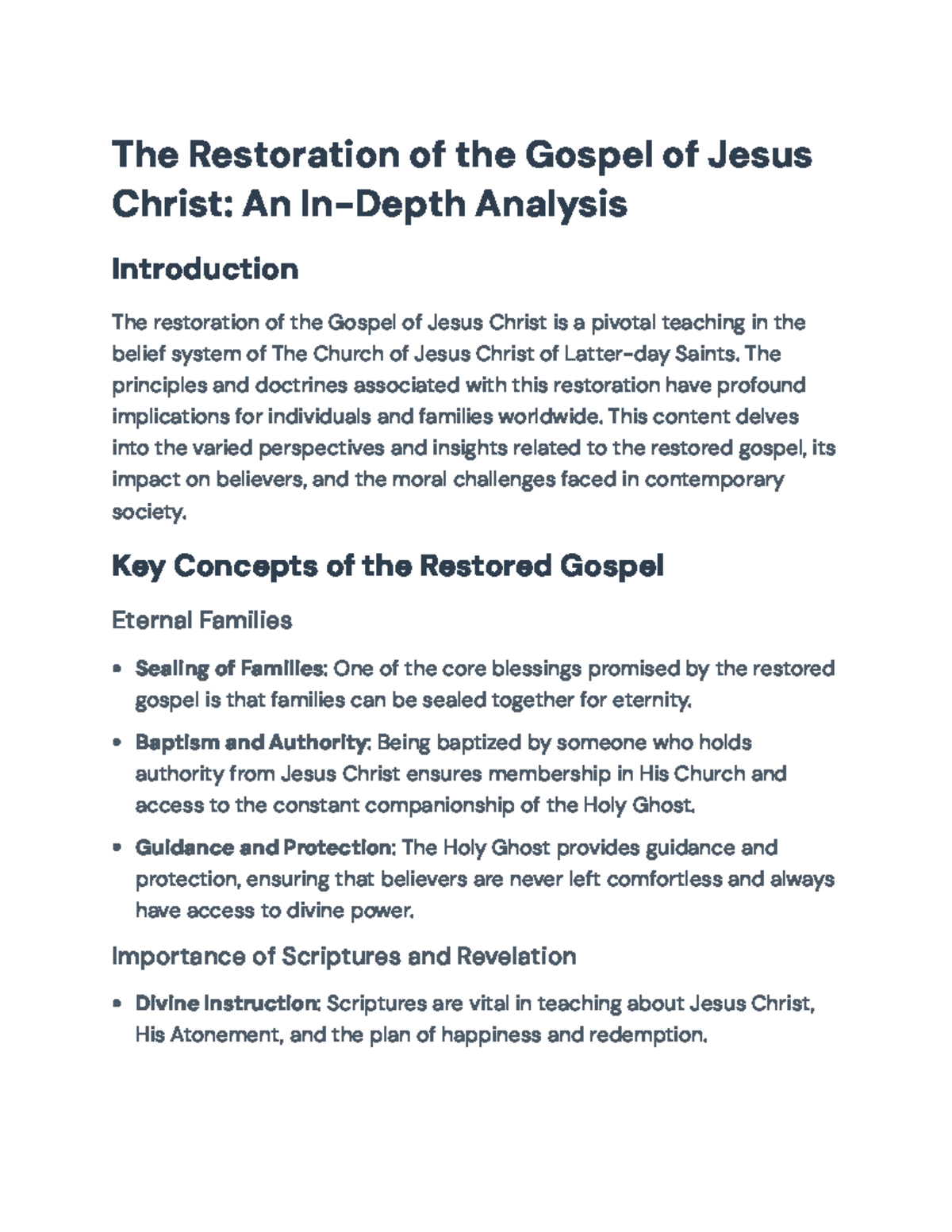 The Restoration of the Gospel of Jesus Christ: An In-Depth Analysis ...