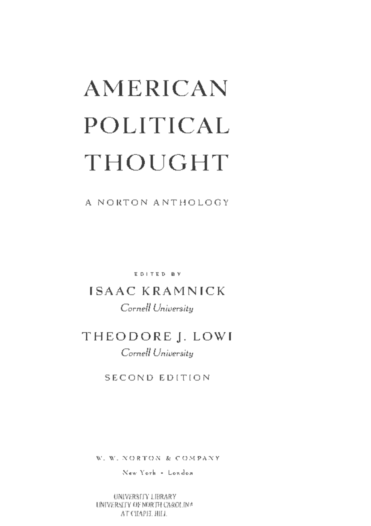 American Political Thought: A Norton Anthology (2nd Ed.) - Studocu