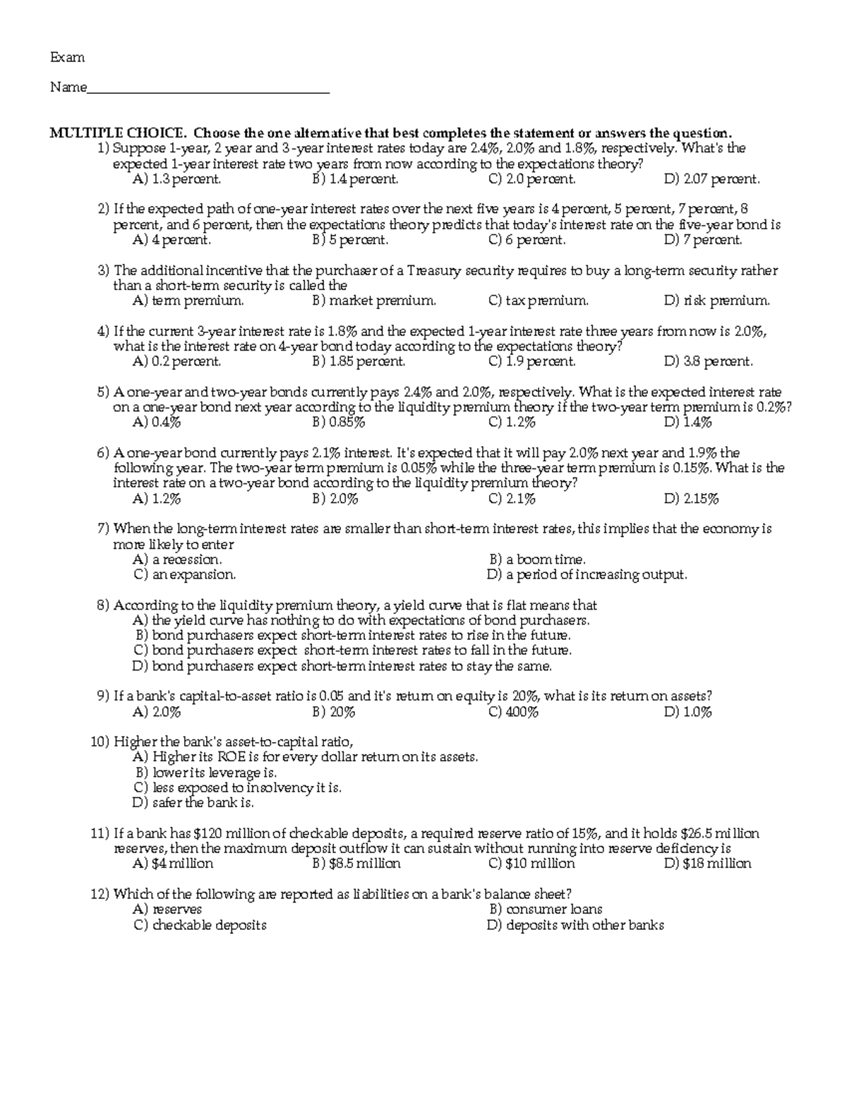 Midterm 2 practice - wssdwdw - Exam Name ...