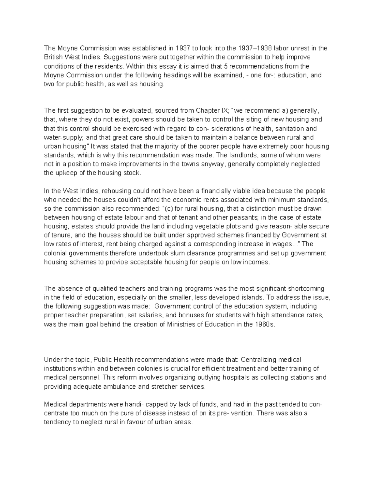 Moyne Commission Recommendations: Education, Health & Housing (1937 ...