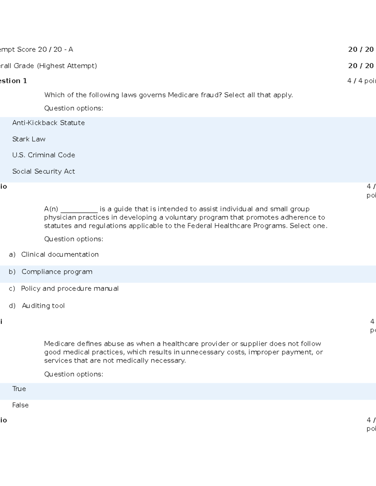 8-2 Module Quiz - Medicare Fraud & Compliance Strategies - Studocu