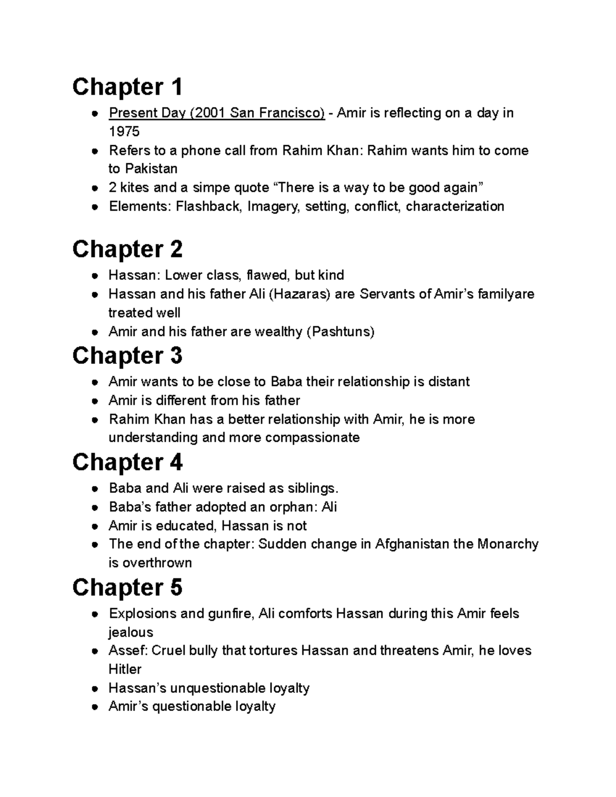 The Kite Runner Chapter Notes (Detailed Analysis and Key Themes) - Studocu