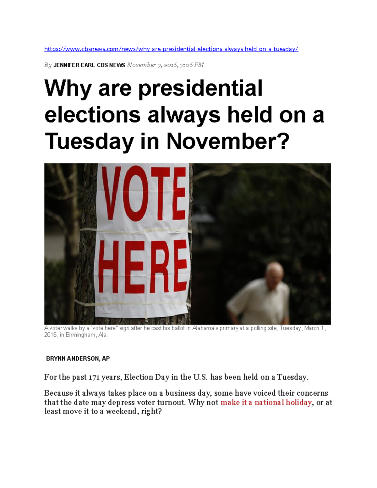 Understanding the Tradition: Why U.S. Elections Are on Tuesdays - Studocu