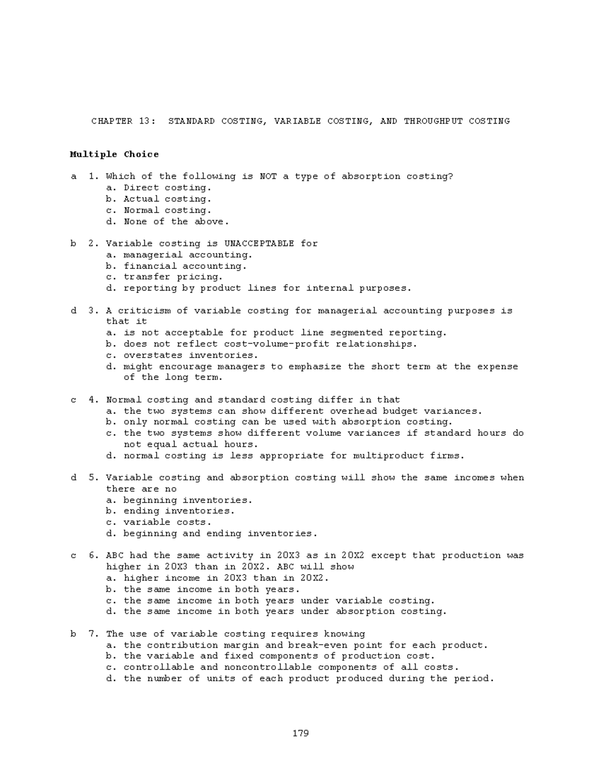 Tb ch13-standard-costing-and-variable-costing quiz reviewer for scm - CHAPTER 13: STANDARD ...