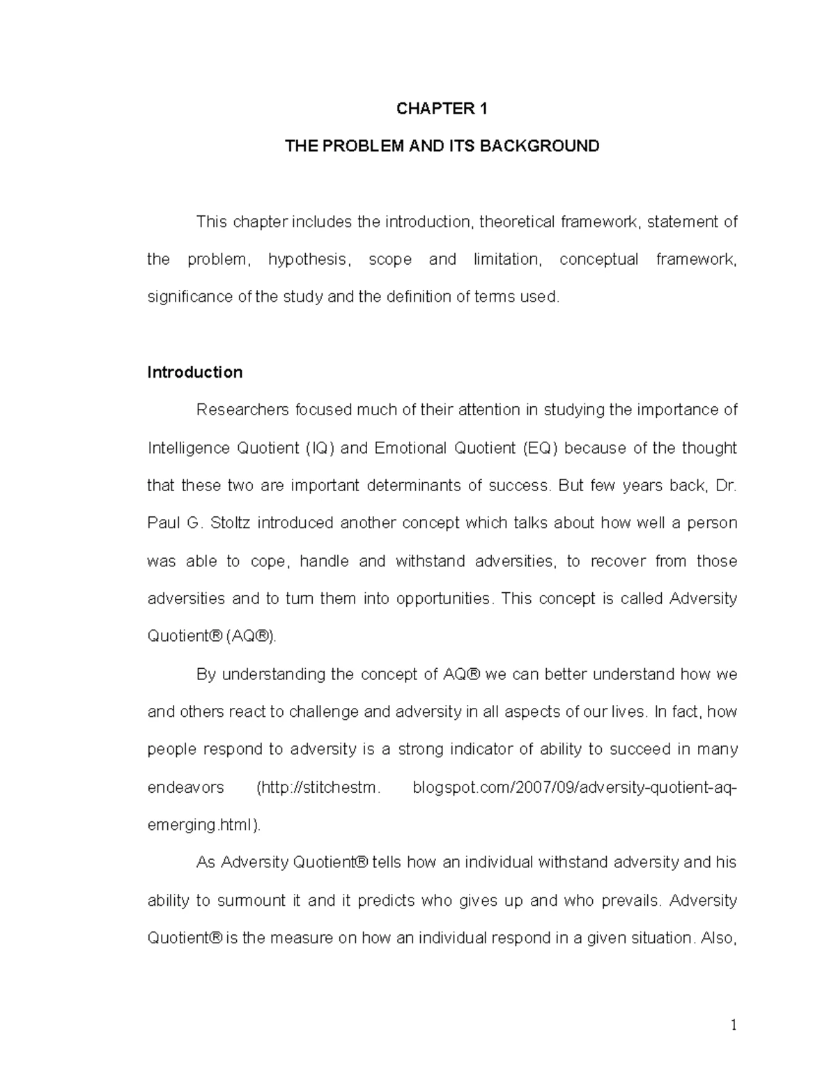 PRACTICAL RESEARCH 1 EXAMPLE FOR STUDENTS - CHAPTER 1 THE PROBLEM AND ...