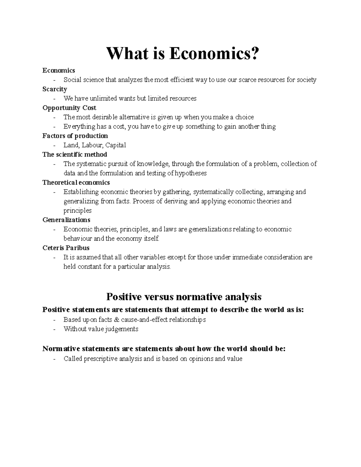 Micro Econ Notes - What is Economics? Economics - Social science that ...
