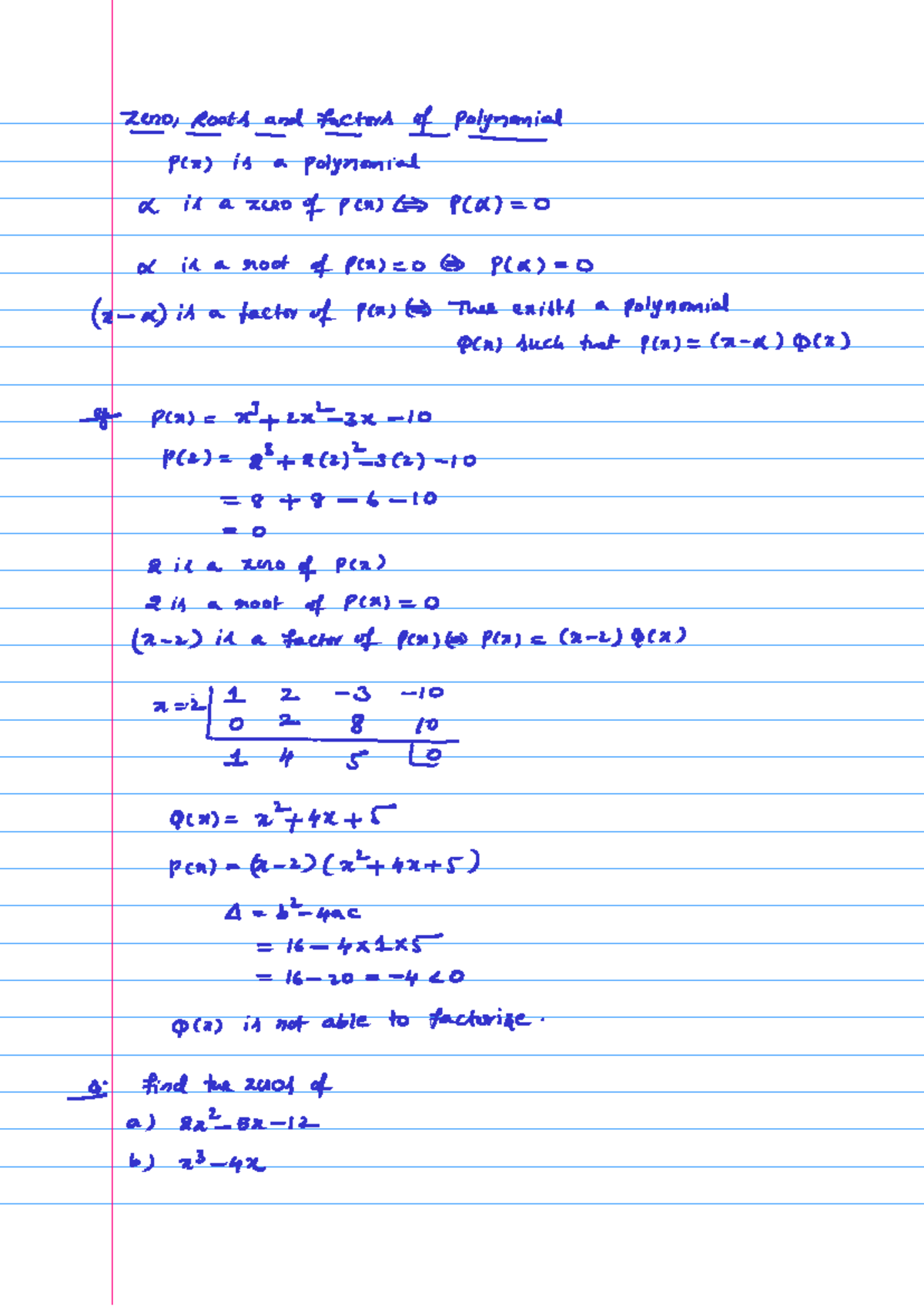 Remainder Theorem and Polynomial Roots - A Level AQA/IB - Studocu