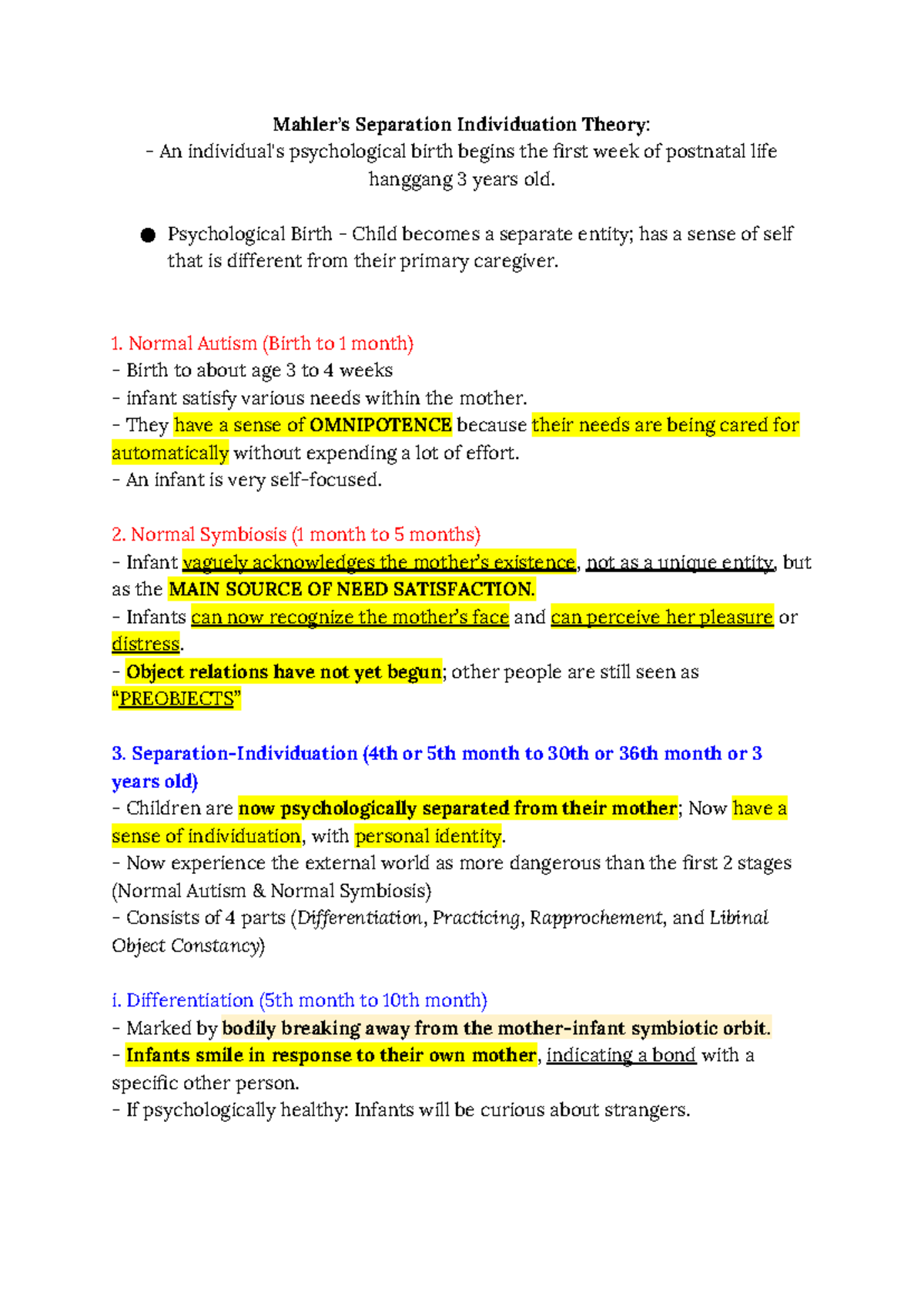 Mahler's Separation-Individuation Theory: Psychological Development ...