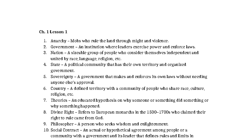 Ch. 1 Vocabulary - Key Terms in Government Concepts - McGraw-Hill - Studocu