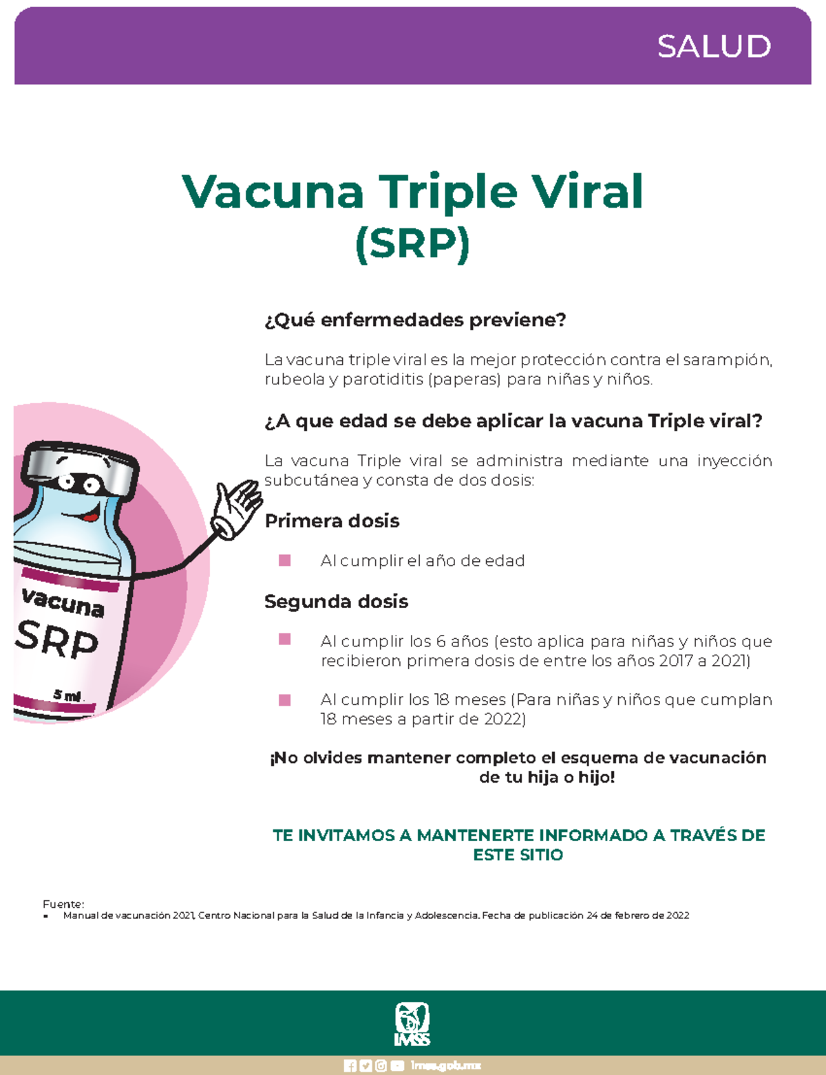 Vacuna Triple Viral: Prevención y Esquema de Inmunización - Studocu