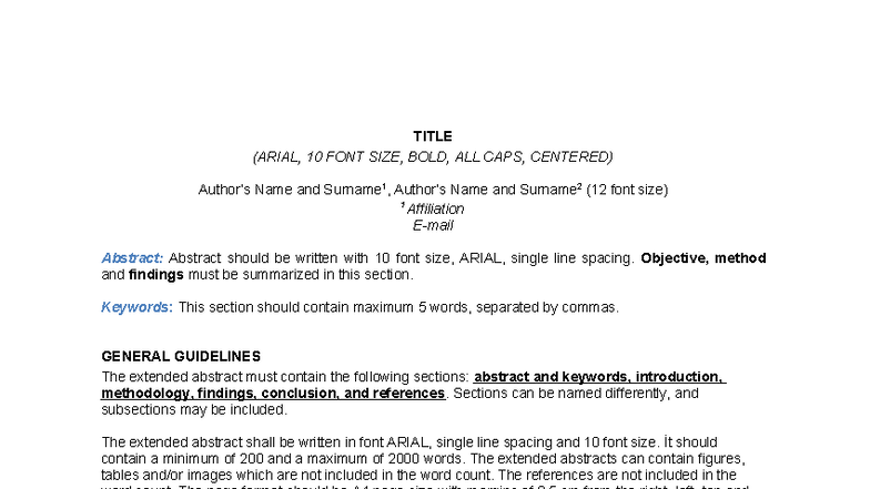 EXTENDED ABSTRACT TEMPLATE (GUIDELINES) - Studocu
