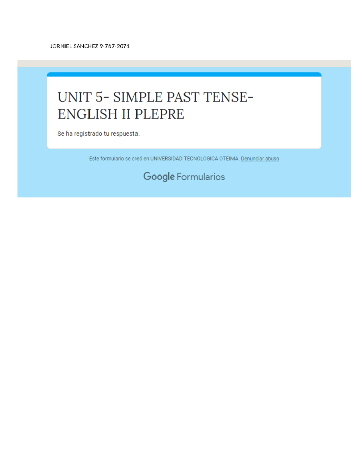 Formulario Ingles II - TratDe Carga Y Documentacion - JORNIEL SANCHEZ ...