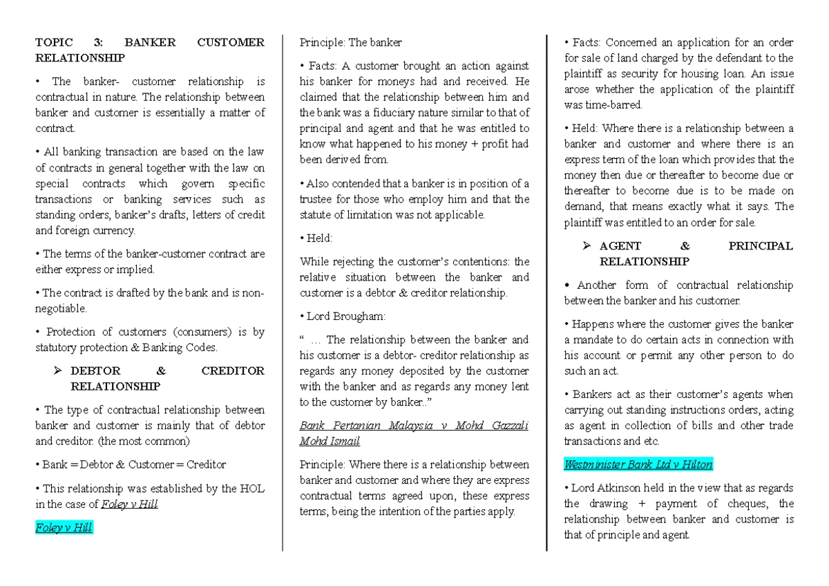 Topic 2 Banker-Customer Relationship - TOPIC 2: BANKER CUSTOMER ...