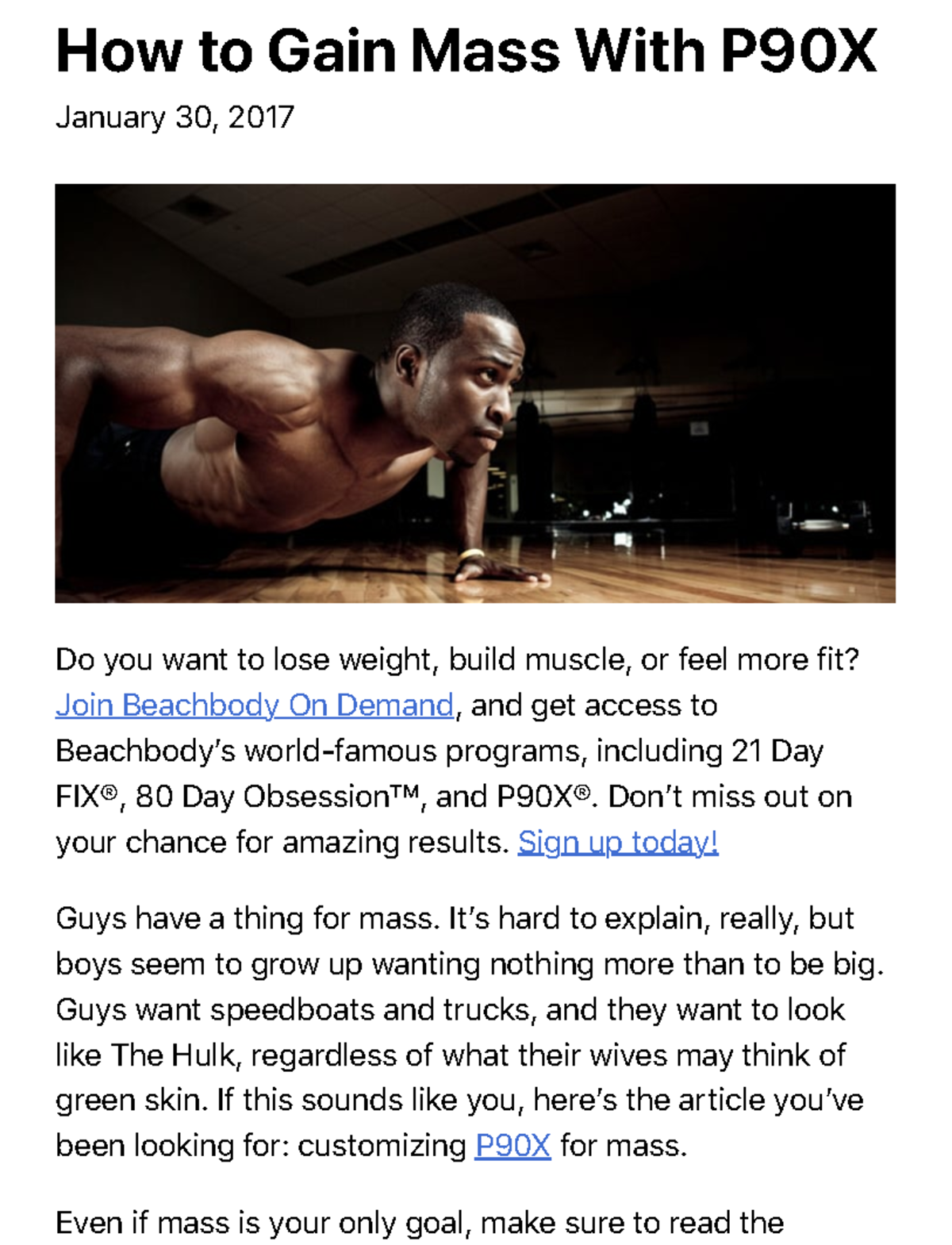 How to Gain Mass With P90X The Beachbody Blog - How to Gain Mass With ...