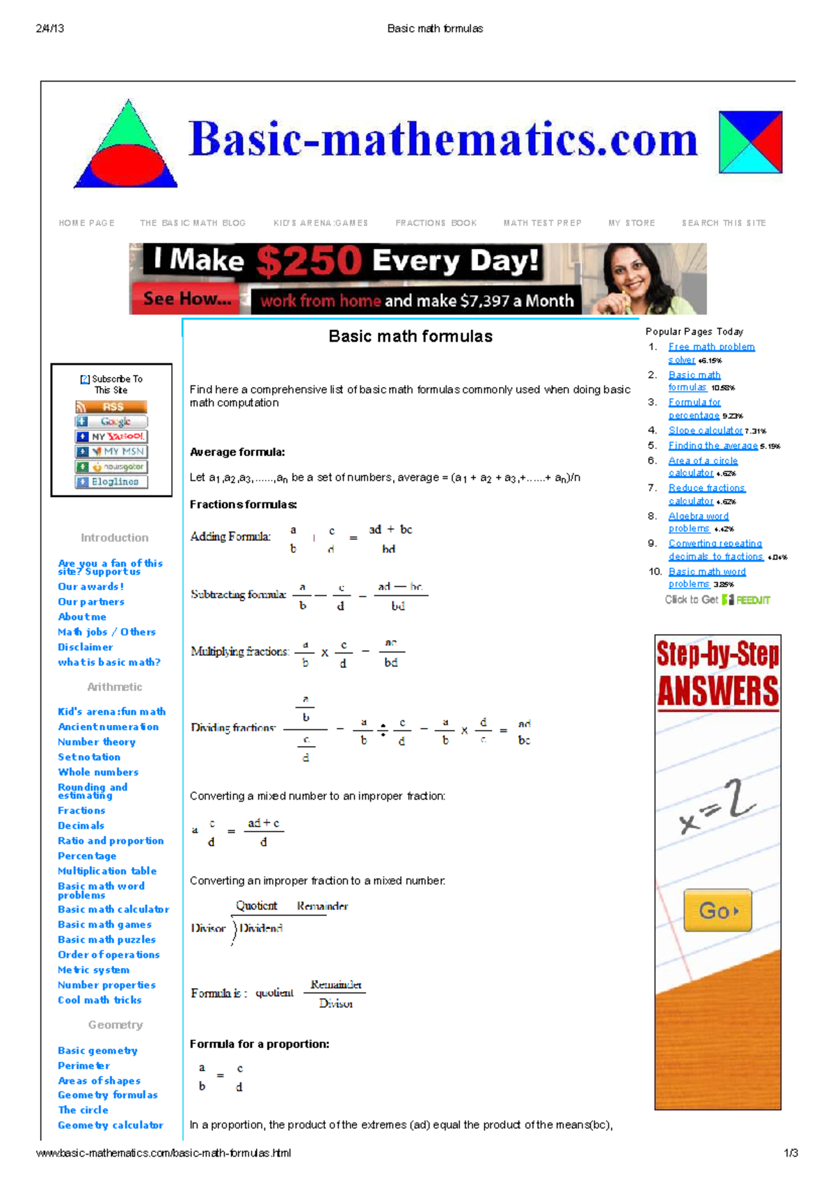 Basic Math Formulas: Comprehensive Guide for Test Prep (123738472 ...