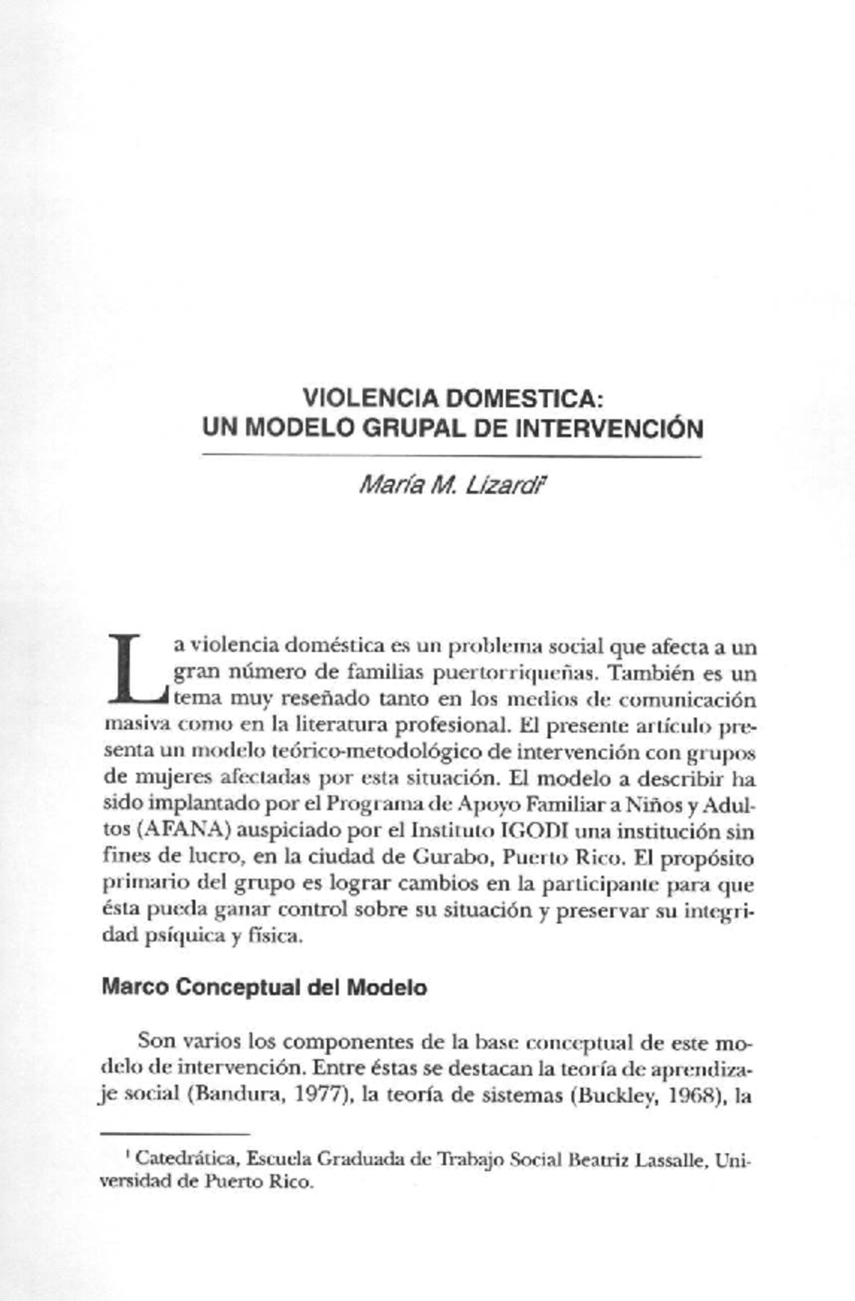 Modelo Grupal de Intervención en Violencia Doméstica - MGT 101 - Studocu
