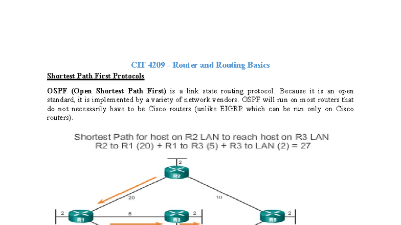 CIT 4209 Dynamic Routing: OSPF Protocol Overview and Configuration ...