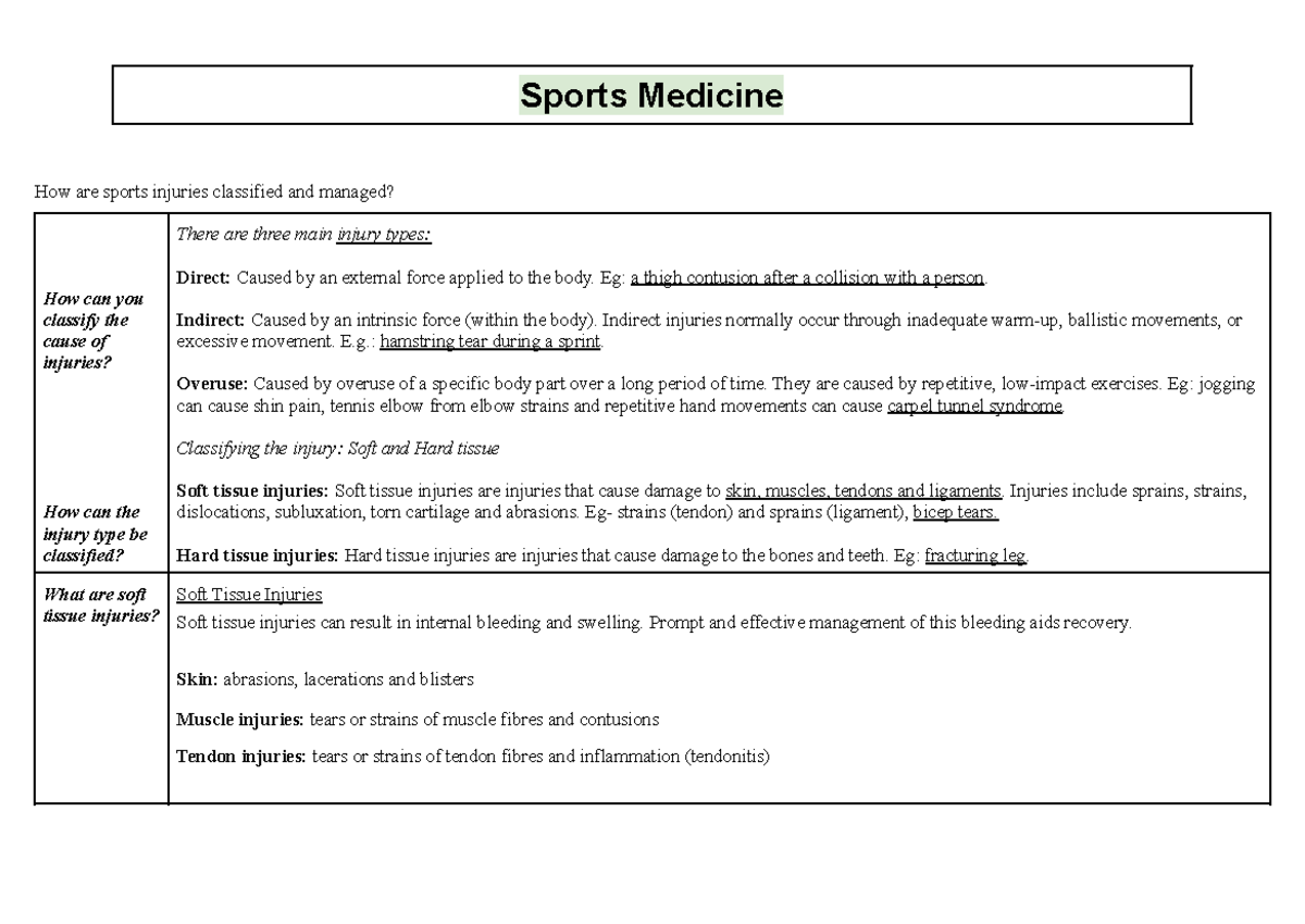 PDHPE HSC Final Exam Notes: Classification & Management of Sports ...