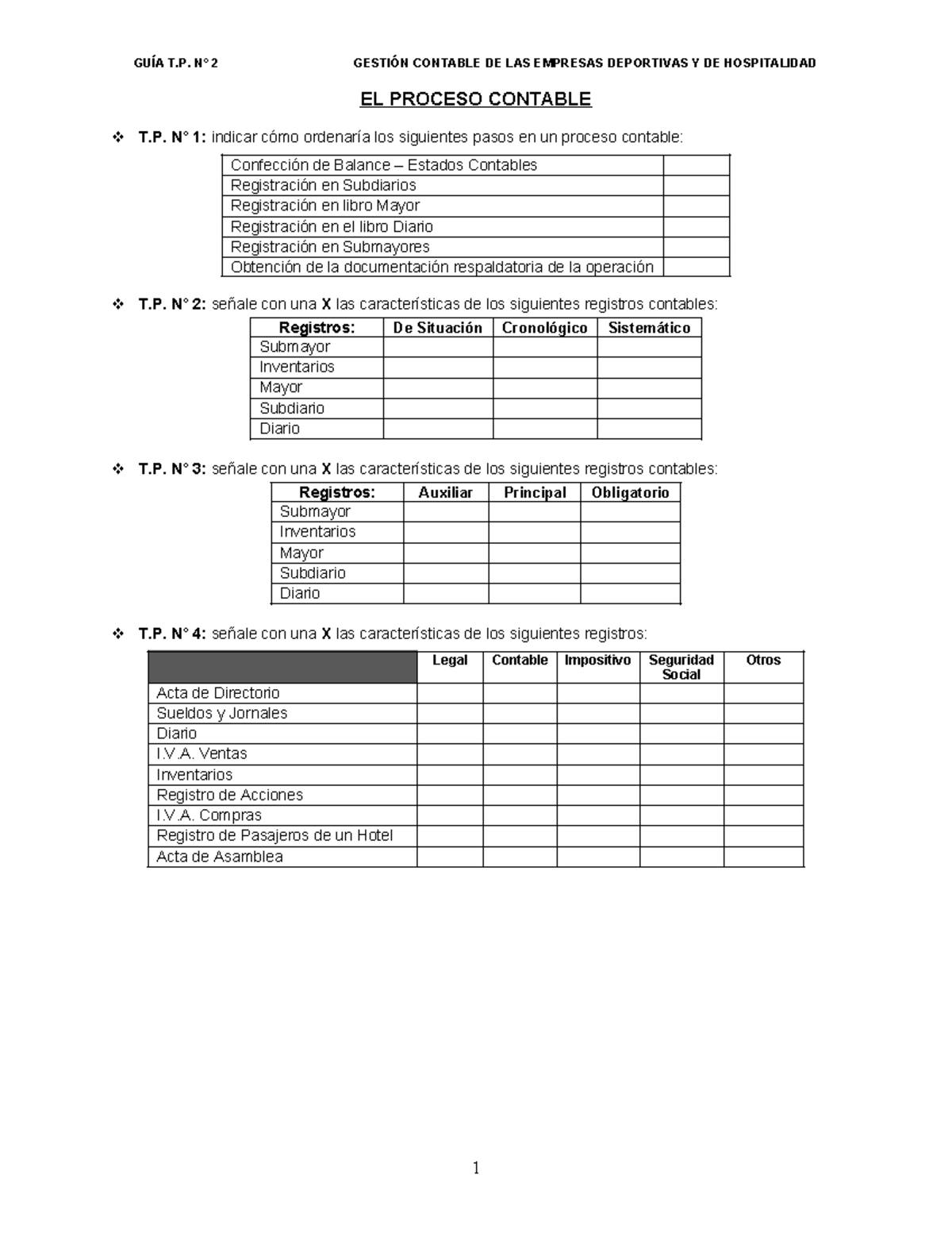 GUÍA T.P. 2 GESTIÓN CONTABLE DE EMPRESAS DEPORTIVAS Y HOSPITALIDAD - Studocu