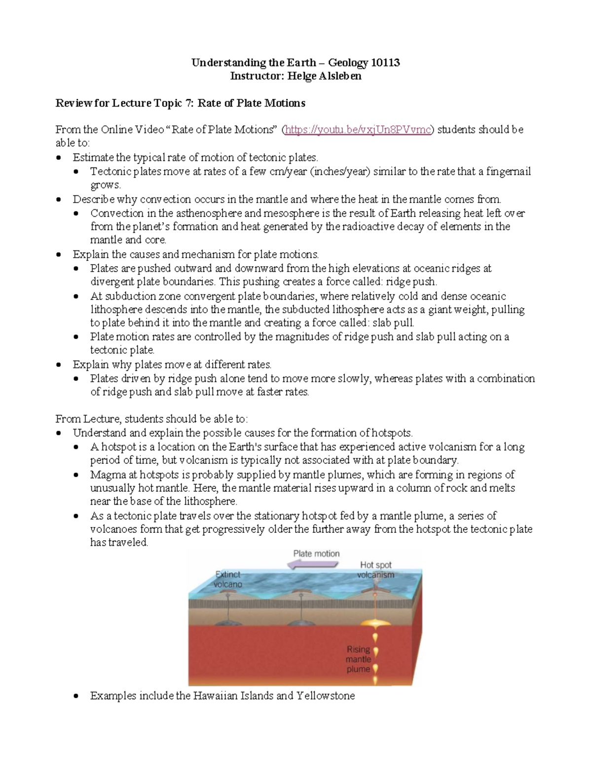 Lecture 07: Rates of Plate Motions - Geology 10113 Review Notes - Studocu