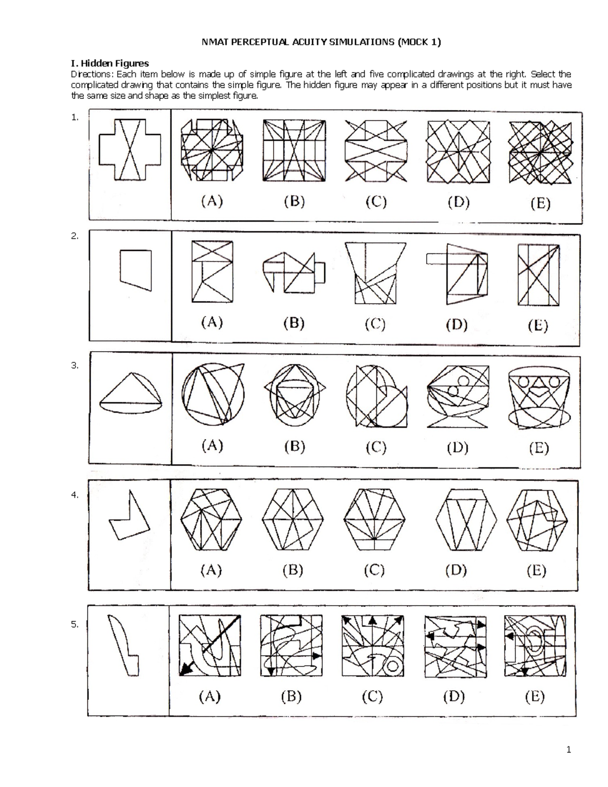 NMAT Mock 1: Perceptual Acuity Practice Questions - Studocu