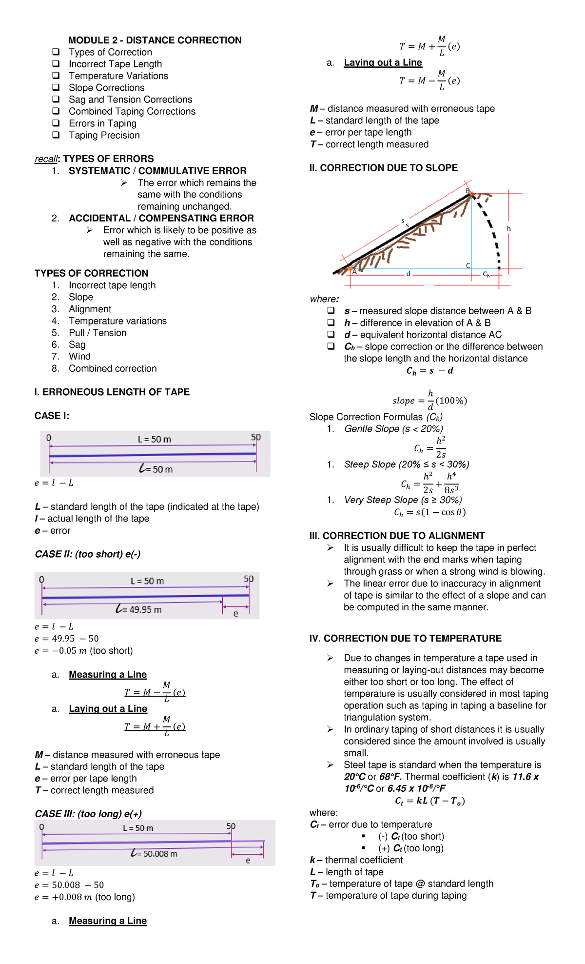 Module-2 Distance Correction Techniques in Surveying - Studocu