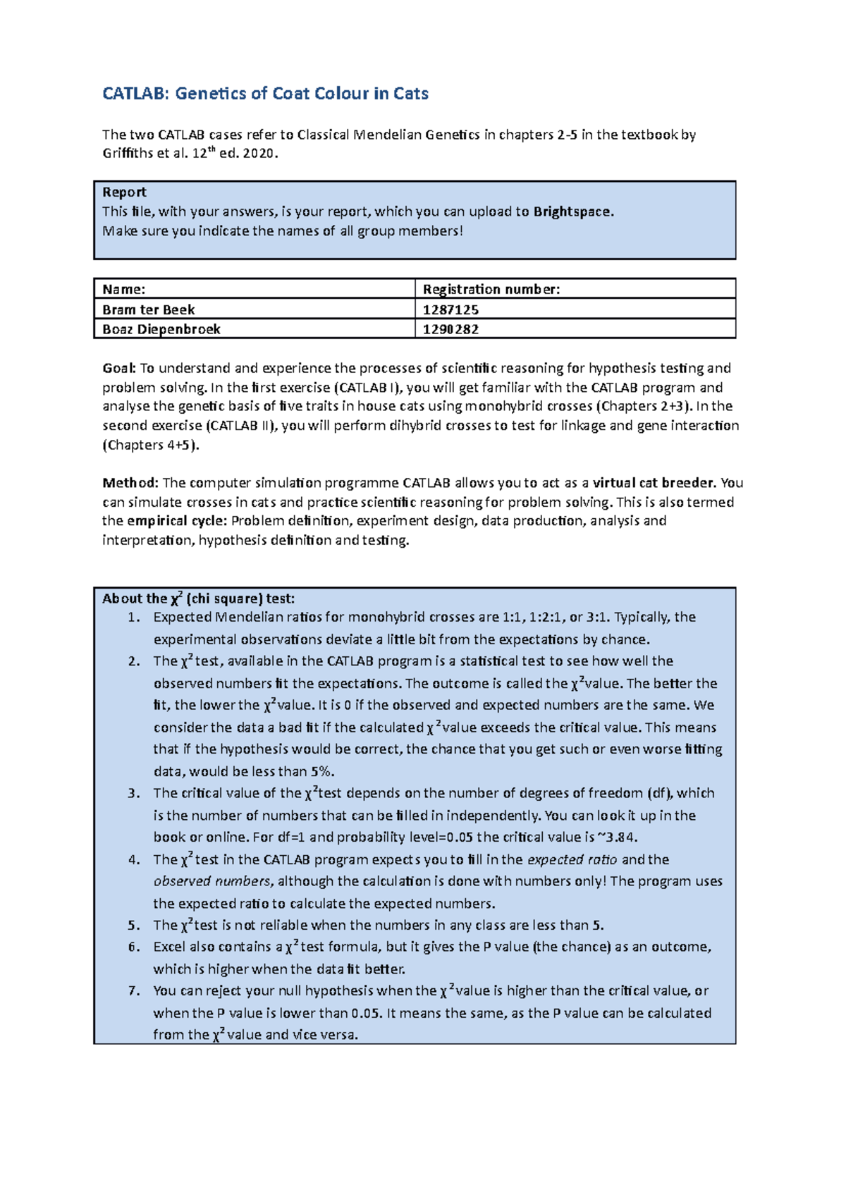 CATLAB I: Mendelian Genetics of Coat Colour in Cats Explained - Studeersnel