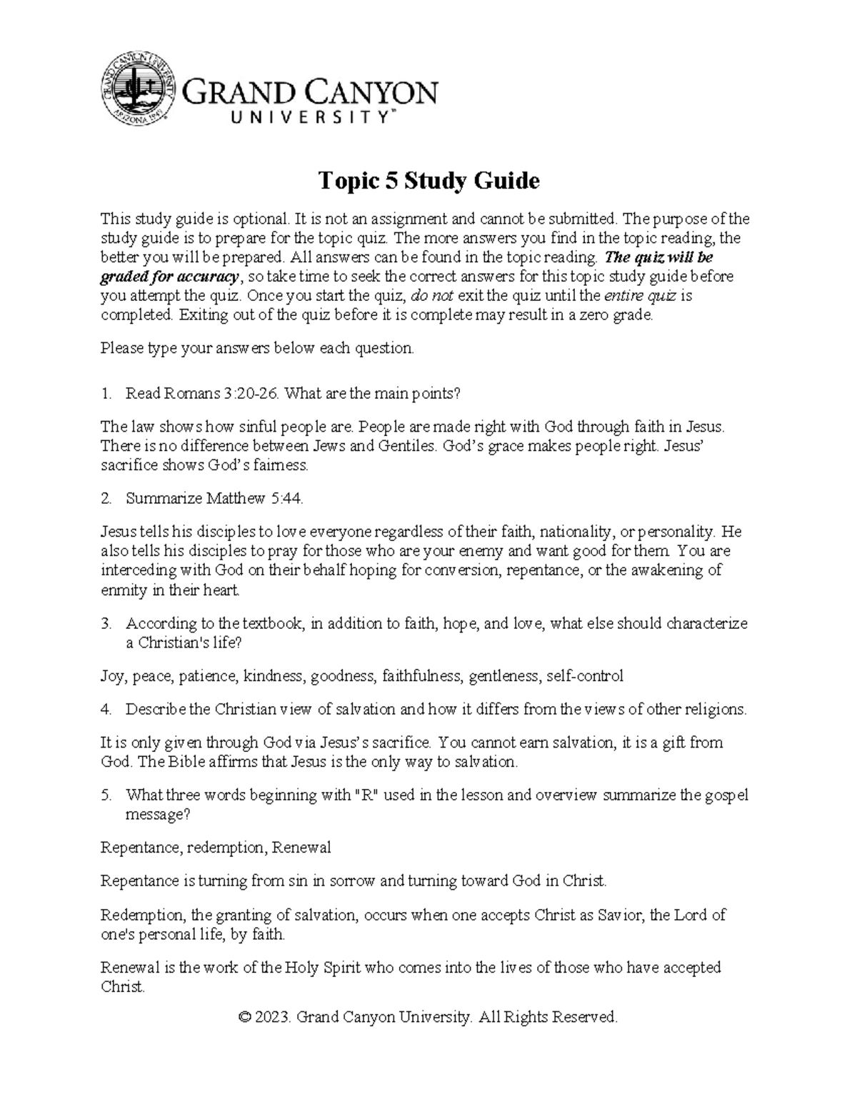 CWV 101 Topic 5 Study Guide for Quiz Preparation - Studocu