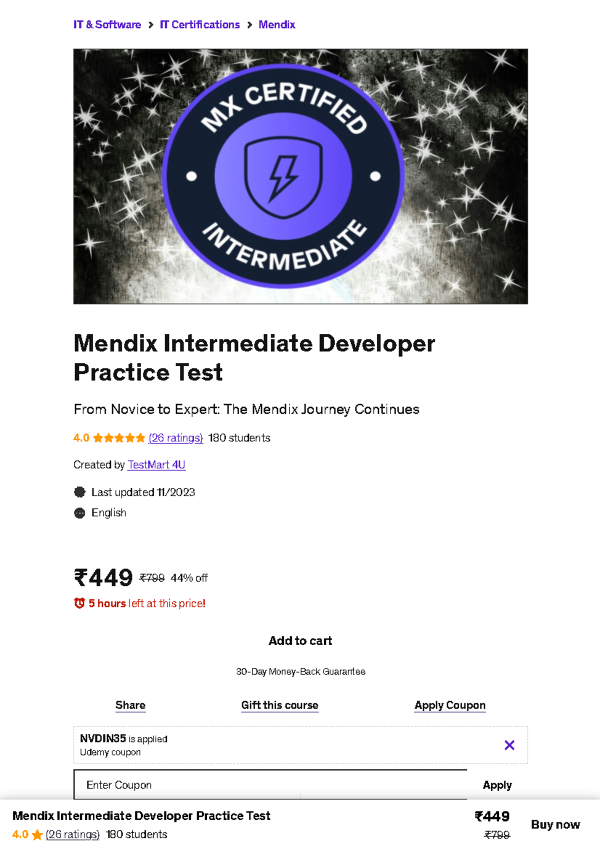 Mendix Intermediate Developer Practice Test - Udemy Course NVDIN35 ...