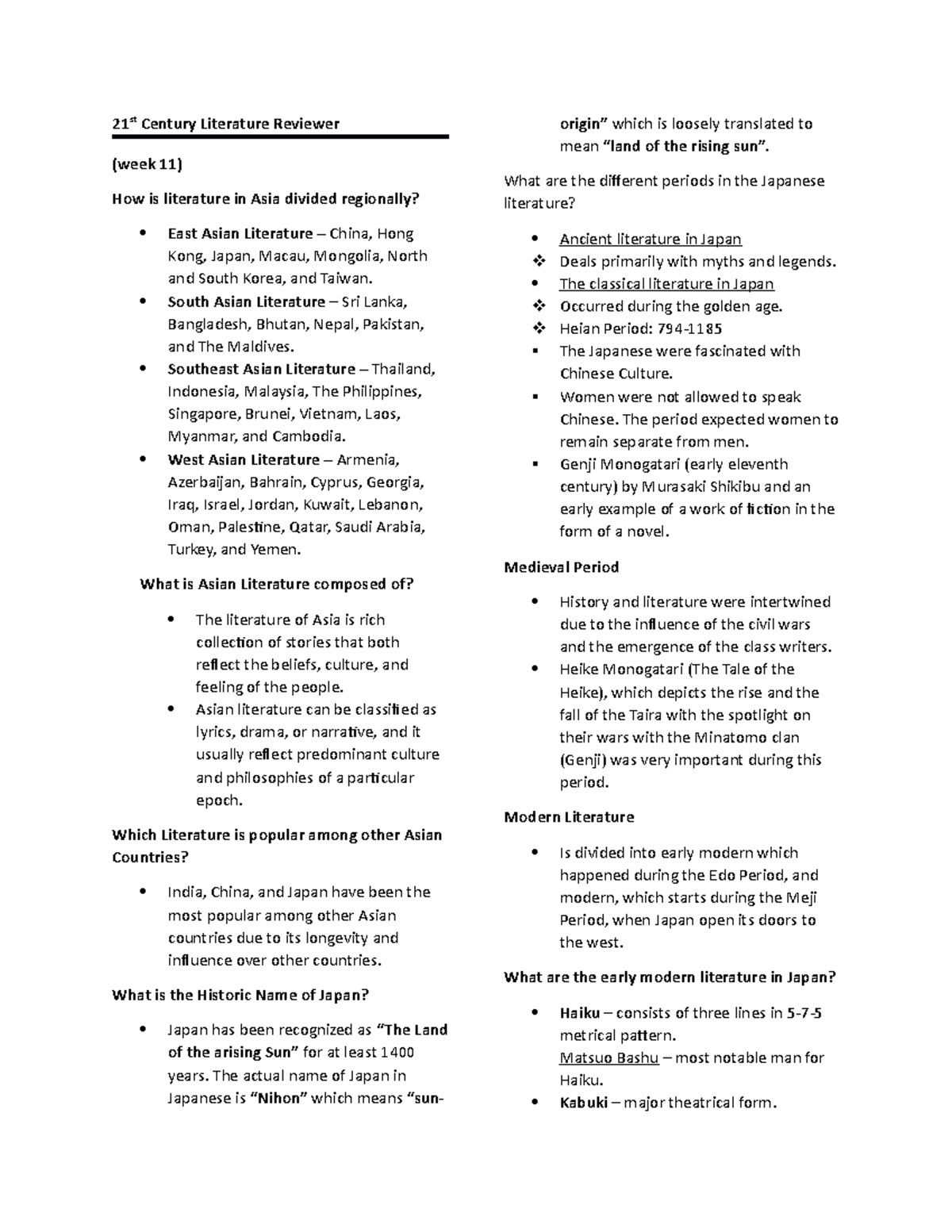 21st-Century Asian Literature Overview & Historical Context - Studocu