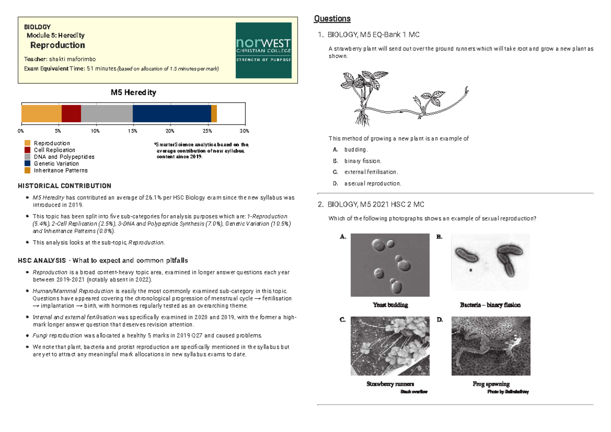 BIOLOGY, M5 Final Exam: Heredity and Reproduction Insights - Studocu