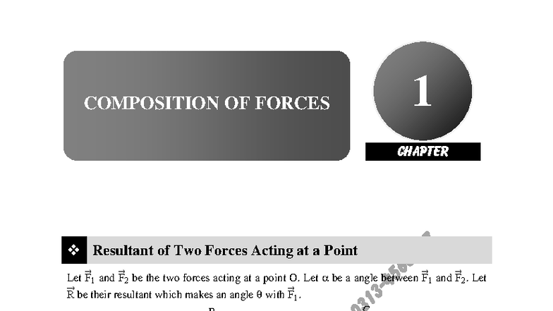 MTH 1: Composition of Forces - Resultant of Two Forces Analysis - Studocu