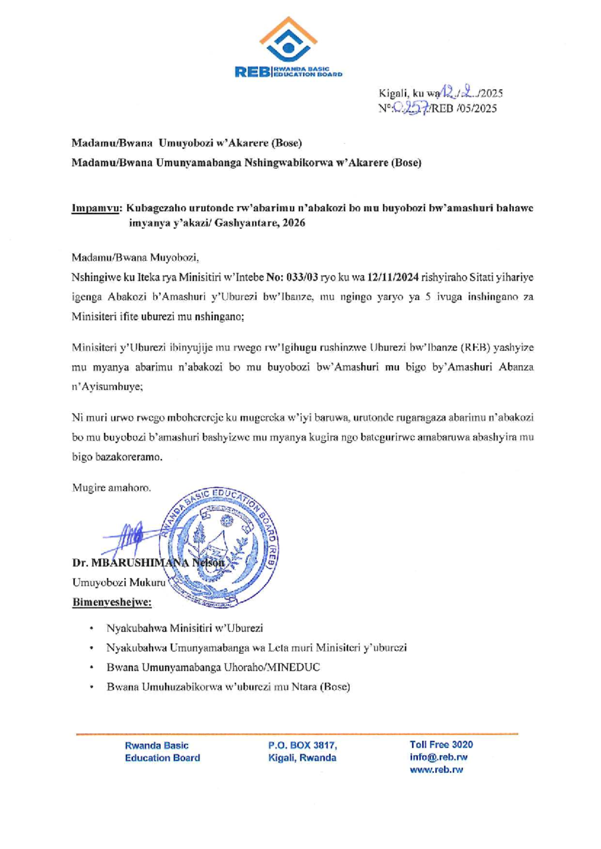 REB RWANDA LIST OF TEACHERS & STAFF PLACED IN SCHOOLS - FEB 2026 - Studocu
