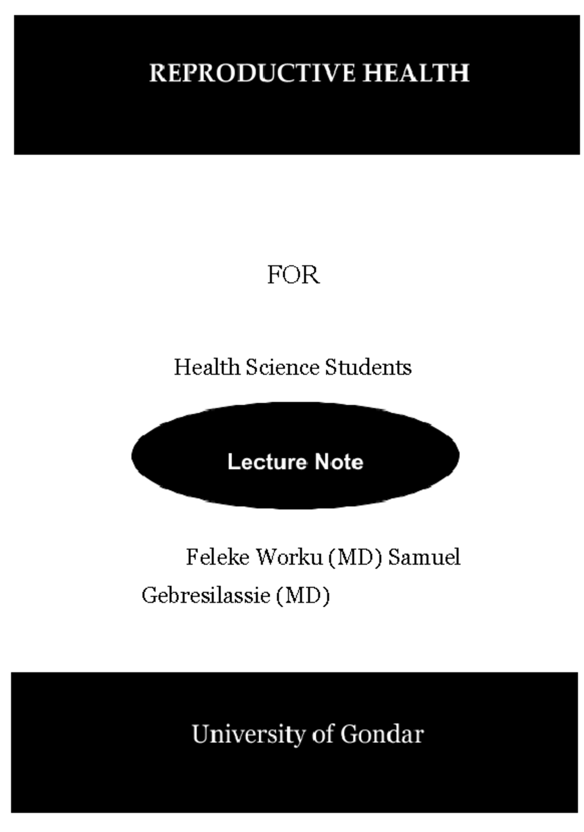 Reproductive Health Lecture Notes for Health Science Students (HSC 101 ...