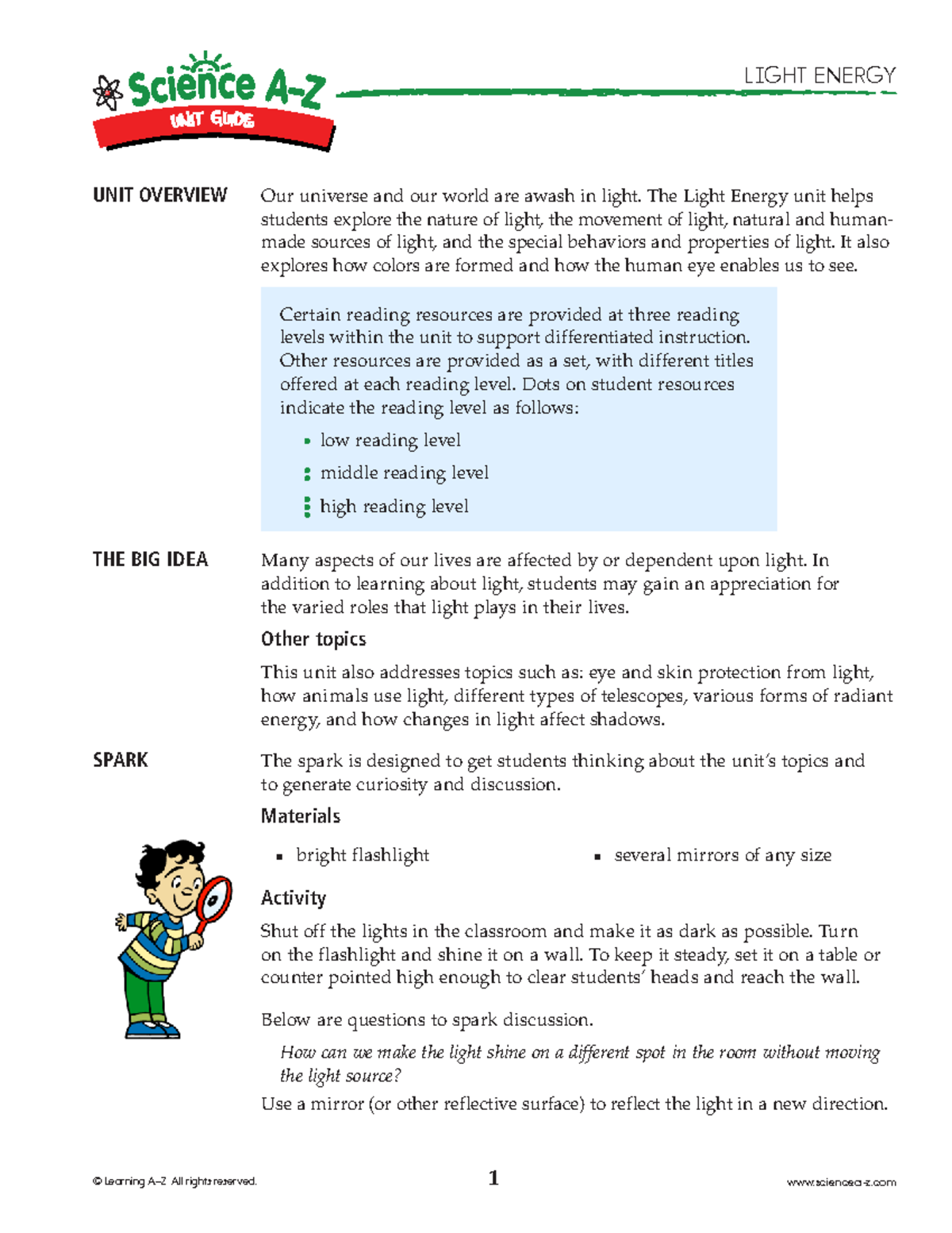 Light Energy Unit Overview: Exploring the Nature and Properties of ...