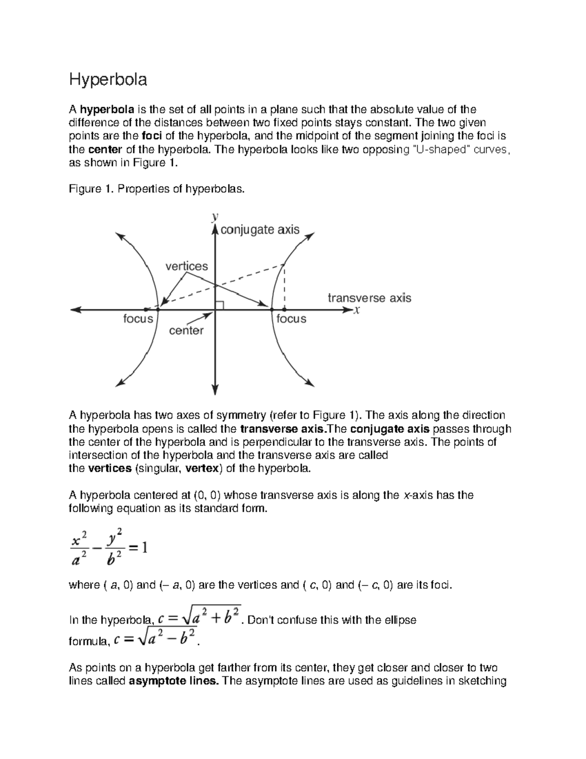 The Hyperbola - Algebraic Structures (MATH 101) Lecture Notes - Studocu